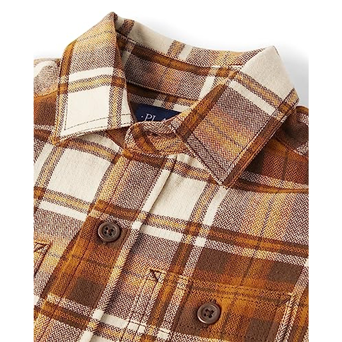 The Children's Place,Long Sleeve Plaid Flannel Button Up Shirt,HAY Stack,XLarge (14)