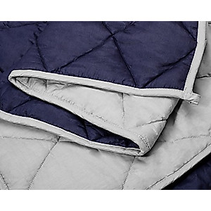 Aura Premium Weighted Blanket, Silky Cotton, Gray/Navy, Queen Size, 20lbs