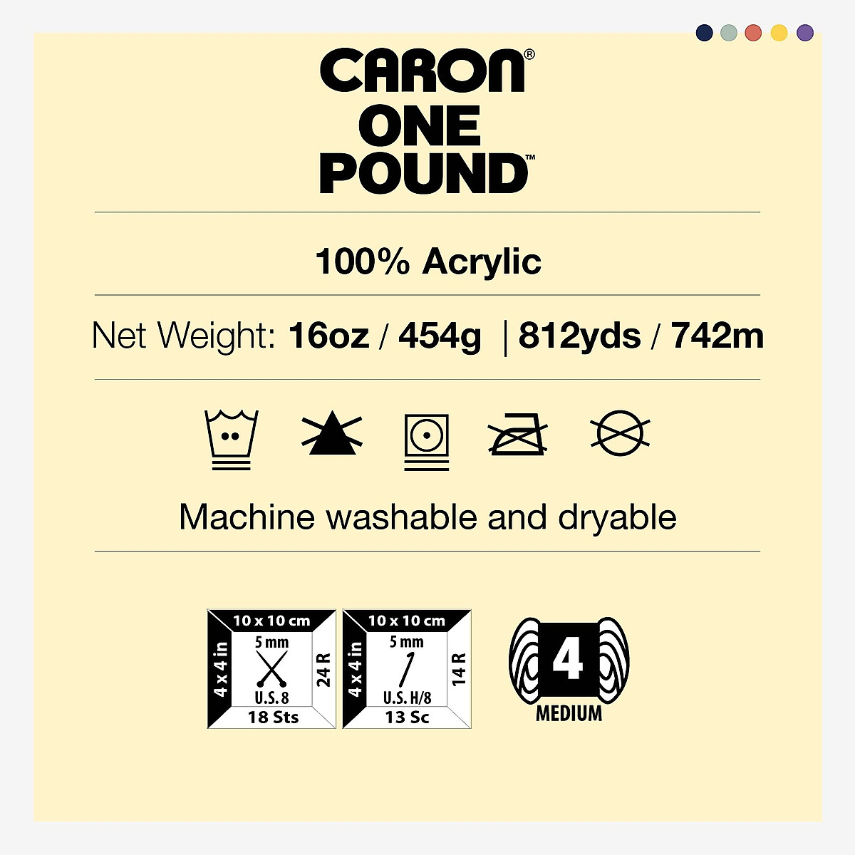 Caron One Pound White Yarn - 2 Pack of 454g/16oz - Acrylic - 4 Medium (Worsted) - 812 Yards - Knitting/Crochet
