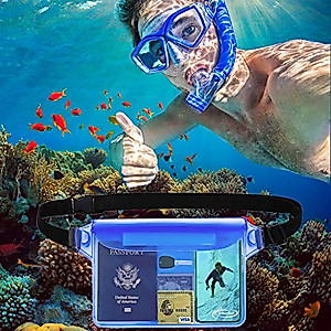 AiRunTech Waterproof Pouch | Way to Keep Your Phone and Valuables Safe and Dry | for Boating Swimming Snorkeling Kayaking Beach Pool (2 Phone Cases(Green + Black) + 2 Fanny Packs(Black + Blue)