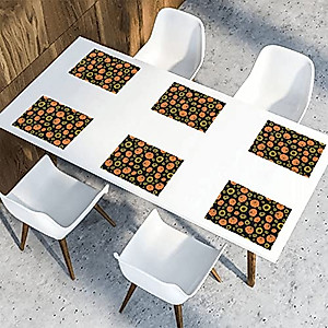 Thanksgiving Pumpkins Sunflower Leaf Placemats Set of 6,Table Mats Heat-Resistant Washable Non-Slip Place Mats for Family Dining Kitchen Home Wedding Holiday Party Decorations 12 X 18 Inch