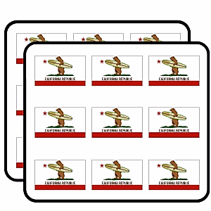 California Surfing Bear - i surf Board Flag Surfer ca Republic Sticker for Scrapbooking, Calendars, Arts, Album, Bullet Journals 2" 18 Pack