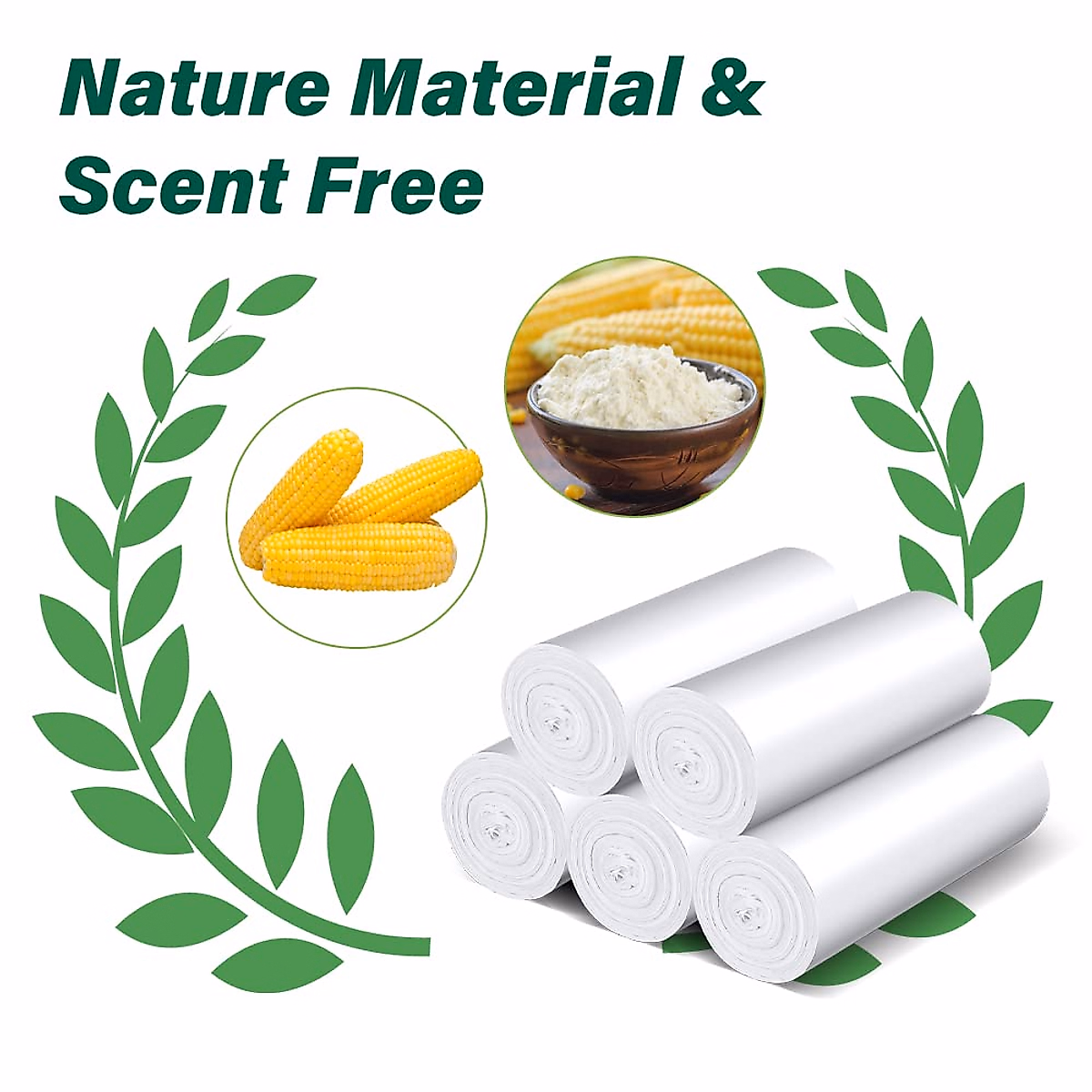 Inwaysin Biodegradable 2.6 Gallon Trash Bags, 180 Count, Scented Free, Translucent, Thickening & Leaking Proof, Suitable for Most Trash Cans, Perfect for Home or on the Go