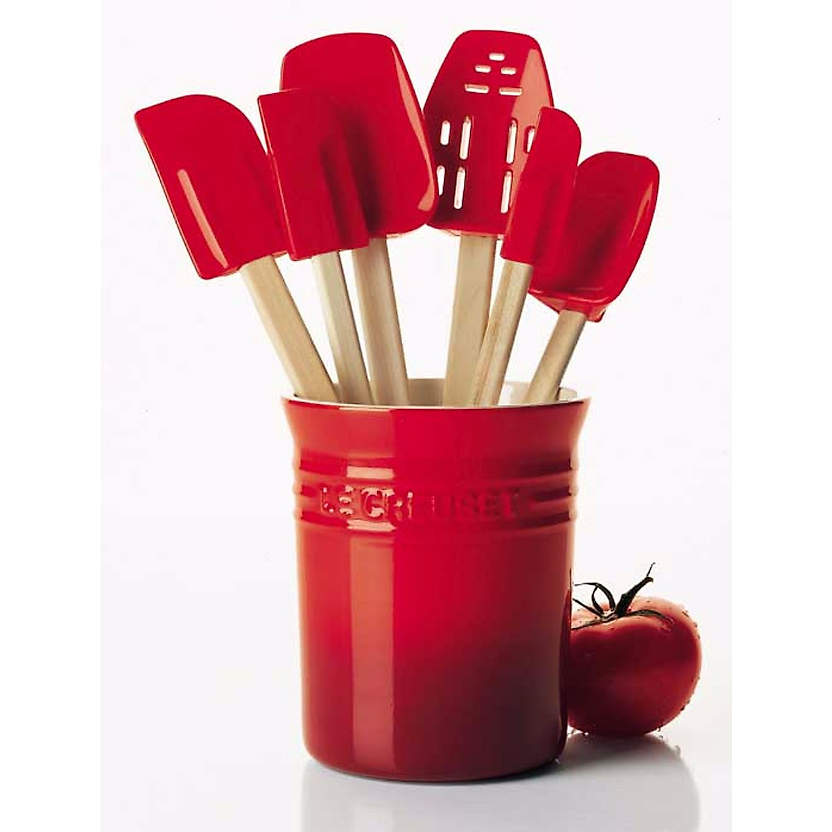 Le Creuset Stoneware Large 2-3/4-Quart Utensil Crock, Red