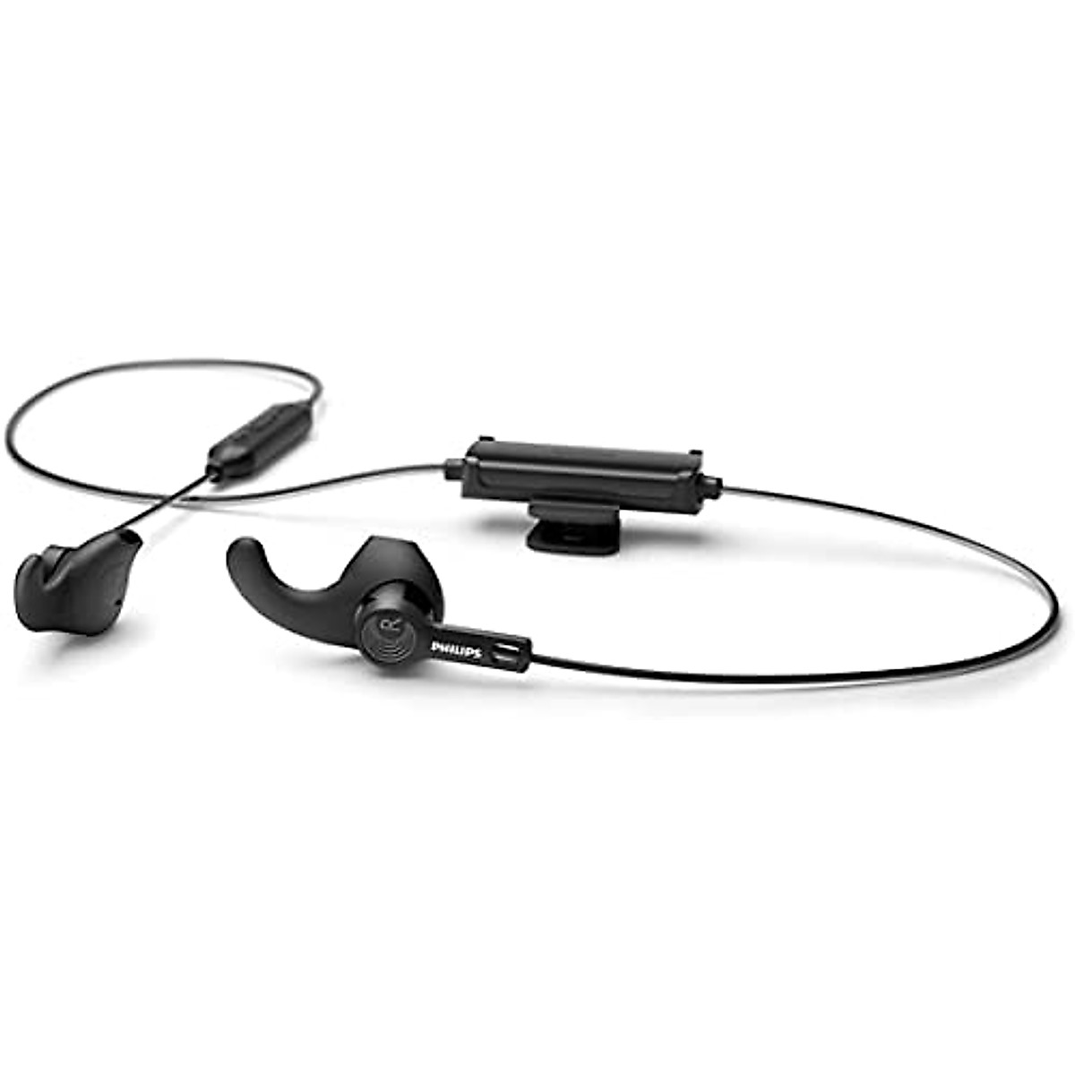 Philips A3206 Wireless Sports Headphones, Detachable Ear Hooks, Integrated Controls, Built-in Microphone, Instant Bluetooth Pairing, IP57 dust Resistant and Waterproof TAA3206BK