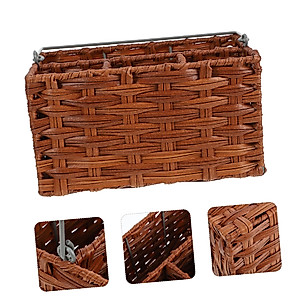 Cabilock Rattan Storage Basket 4 Section Wicker Divided Baskets Tea Bag Sugar Packet Holder Coffee Station Condiment Organizer Silverware Cutlery Storage Box