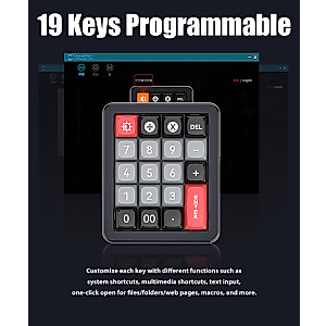 TISHLED Aluminum Mechanical Numpad Programmable Macro Keypad RGB LED Backlit Hot Swappable Number Pad 19-Key NKRO Linear Red Switches Numeric Keyboard Wired USB-C for PC/Laptop/Win/Mac, Black