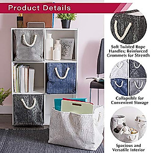 DII Woven Paper Storage Bin, Metallic Lurex, Gray, Medium Rectangle