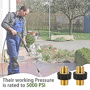 FIXFANS Pressure Washer Adapter Set, M22-14mm Male Fitting to M22-14mm Male Swivel, 5000PSI Pressure Washer Hose Thread Kit