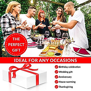 Charcuterie Board Set - Bamboo Cheese Board with Knife Set, Wine Opener, Ceramic Bowls & Forks - Removable Magnetic Utensils Holder for Easy Cleaning - Gifts for Housewarming, Weddings & Anniversaries