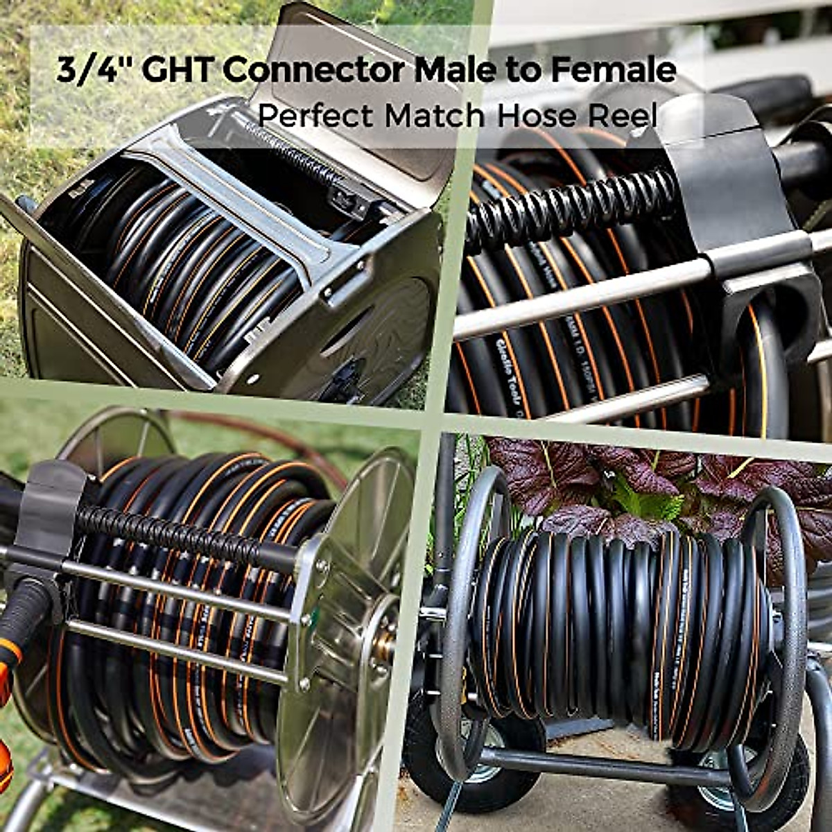 Giraffe Tools Hybrid Garden Hose 75ft x 5/8" Male and Female Fittings with Shut off Valve, Flexible, Heavy Duty, Leakproof, Lightweight Water Hose