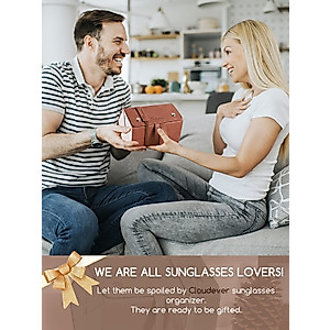 cloudever Sunglasses Travel Case Organizer for Men Women, Eyeglasses Foldable Hanging Case Storage Holder Organizer (Orange Brown)