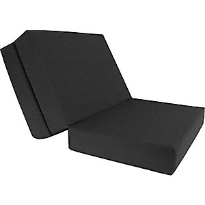 D&D Futon Furniture Black Full Size Shikibuton Trifold Foam Beds 6 x 54 x 75, High Density Resilient White Foam 1.8 lbs, Floor Foam Folding Mats.