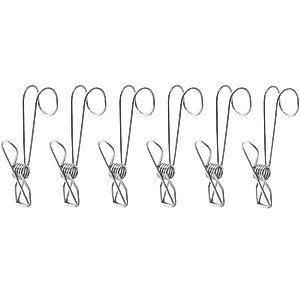 6/12Pcs Stainless Steel Metal Long Tail Clip with Hook Large Clothes Pins Clips (6)