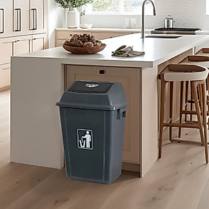 Morcte 4-Pack 13 Gallon Kitchen Trash Can with Swing Lid, Plastic Kitchen Garbage Can, Gray