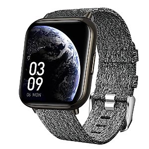 Compatible for AGPTEK Smartwatch Band, Nylon Replacement Strap for AGPTEK 1.69"(43mm) Smartwatch/MuGo 1.69" Smartwatch/Rinsmola 1.69" Smart Watch/Motast 1.69" Smartwatch (Gray)