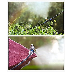 HOMENOTE Misting Cooling System 59FT (18M) Misting Line + 20 Brass Mist Nozzles + Brass Adapter(3/4") Outdoor Mister for Patio Garden Greenhouse Trampoline for Waterpark