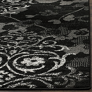 SAFAVIEH Adirondack Collection Area Rug - 5'1" x 7'6", Black & Silver, Floral Glam Damask Distressed Design, Non-Shedding & Easy Care, Ideal for High Traffic Areas in Living Room, Bedroom (ADR114A)