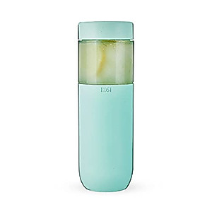 HOST Freeze Double Walled Insulated Water Bottle Freezer Tumbler with Active Cooling Gel Stainless Steel Lid and Silicone Grip, Set of 1 20 Oz Plastic Bottle, Mint
