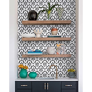 GloryTik Black Contact Paper Trellis Wallpaper White and Black Geometry Pattern Peel and Stick Wallpaper Self-Adhesive Removable Wallpaper White Modern for Cabinet Drawer Lining Wall Decor 17.7"X118"