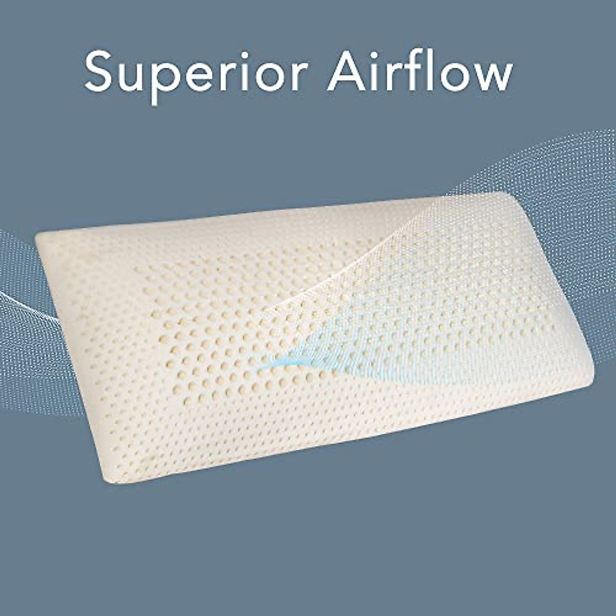 Freeli. Talalay Latex Bed Pillow - Queen Size with 400 Thread Count Sateen Cotton Cover, Side Sleeper Design, Dual-Zone Support - Firmer Edges and Softer Middle, Breathable Comfort, Made in USA