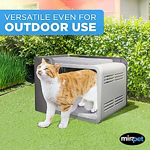 Mirapet Pet Penthouse - Premium Pet Condo for Superior Comfort - Stylish Design -Convenient & Cozy for Indoor/Outdoor Pets - Durable & Safe Pet Beds with Ventilation (Med Gray/Dark Gray, Penthouse)