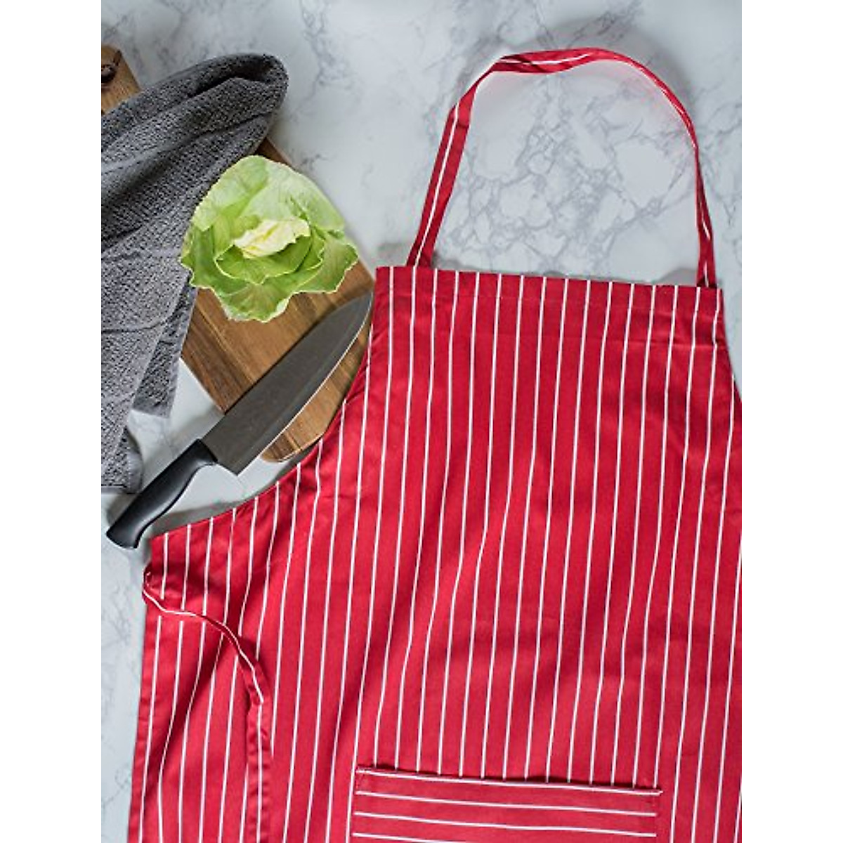 DII Professional and Commercial Grade, Chef Stripe Kitchen, Apron, Tango Red