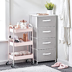 mDesign Small Plastic Bathroom Storage Container Bins with Handles for Organization in Closet, Cabinet, Vanity or Cupboard Shelf, Accessory Organizer - Ligne Collection - 2 Pack - Clear