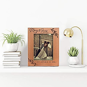 Wedding Picture Frame, Personalized Picture Frame | 5x7 | Flourish Personalized Romantic, Wedding Photo Frame, Engagement, Valentine's Day, Wedding Gifts for Couple D#2