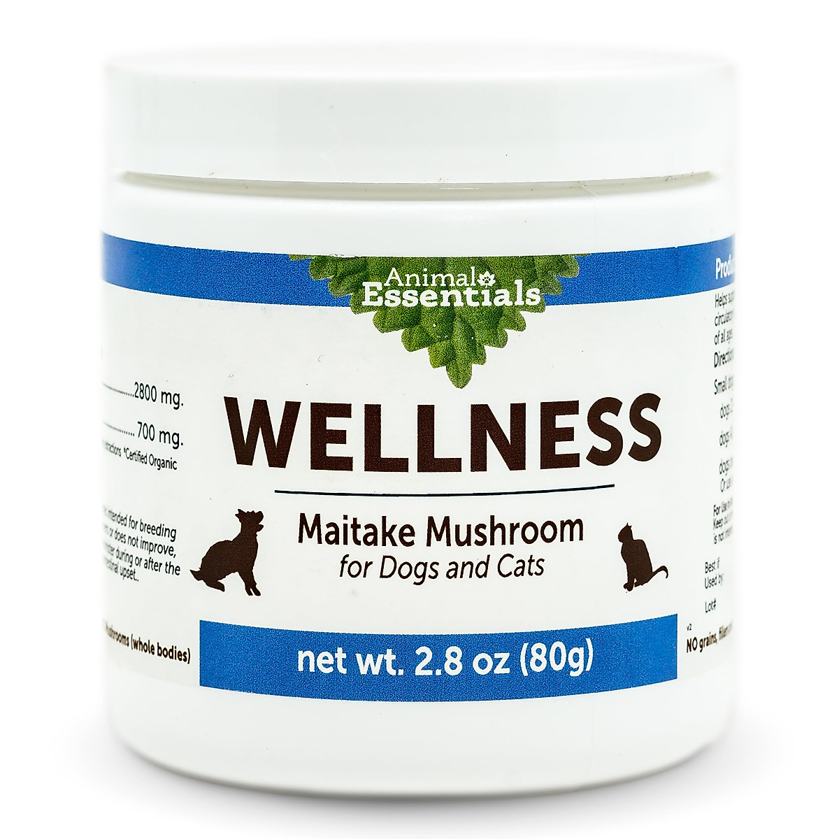 Animal Essentials Wellness Maitake Mushroom Supplement for Dogs & Cats - Healthy Immune Response, Supports Circulatory Function, Critical Immune Defense, Mushroom Powder Extract - 2.8 Oz (Pack of 1)