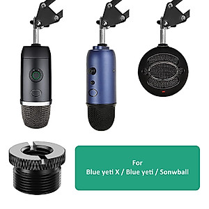 Rigych 5/8 to 3/8 Adapter Metal Slotted Blue Yeti Microphone Adapter 2 Pcs for Mic Stand such as Blue Yeti, Yeti Pro, Blue Yeti X, Blue Snowball