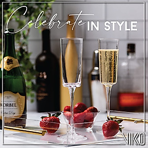 Vikko Champagne Flutes, Large 8 Oz Capacity, Crystal Clear Champagne Glasses, Set of 2 Elegant Sparkling Wine Glasses