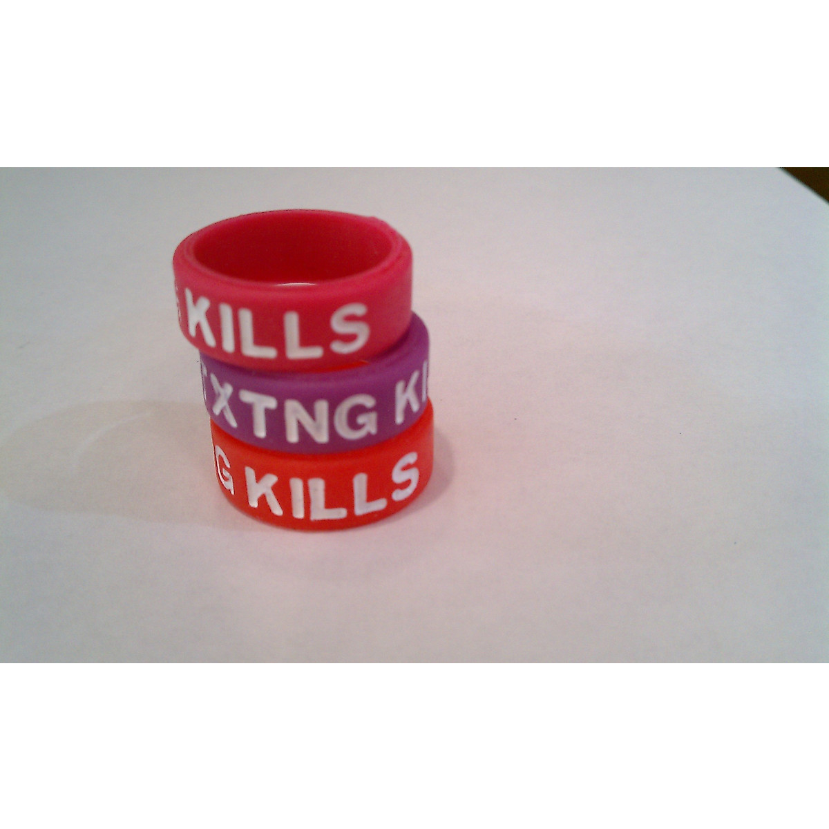 "TXTNG KILLS" Texting Thumb Band Thumb Rings 3 Pack Pink, Purple and Red - One Each