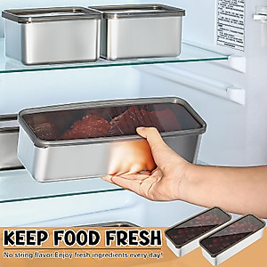 Willinglong 8 Pack Deli Meat Cheese Container for Fridge Increase Capacity Bacon Stainless Steel Containers with Lids Refrigerator Storage Dishwasher Safe