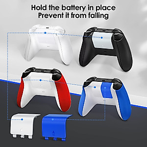 Battery Cover for Xbox Core Controller, Replacement Battery Back Door Lid for Xbox Series X & Wireless Controller, Batteries Caps Shell Repair Part for Xbox Series S Remote Pack of 4 (Blue +White