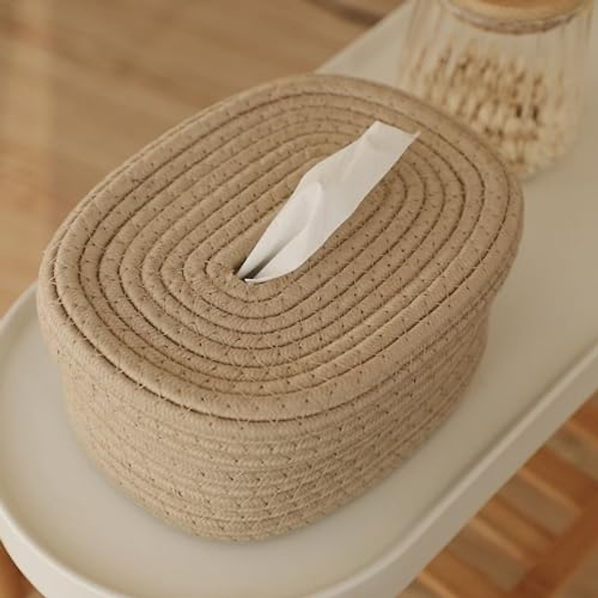 WISELADY Scandinavian Style Tissue Box, Tissue Drawer Box, Simple Rectangular Storage Box for Living Room Table Napkin Organizer (Brown,Medium)