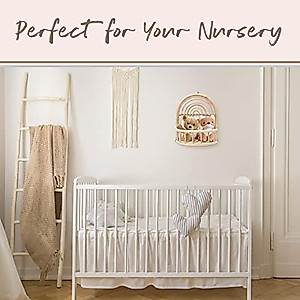 Birdie Designs Rattan Shelf - 14.5 x 12.5 Neutral Rainbow Nursery Decor - Wall Mount Basket Hand Made Wicker Shelf - Hanging Storage Organizer