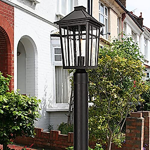 Darkaway Large Outdoor Post Lights Lamp Post Light Fixture, Waterproof Aluminum Housing with Glass, Fence Post Deck Lighting for Garden, Patio, Pathway (Black)