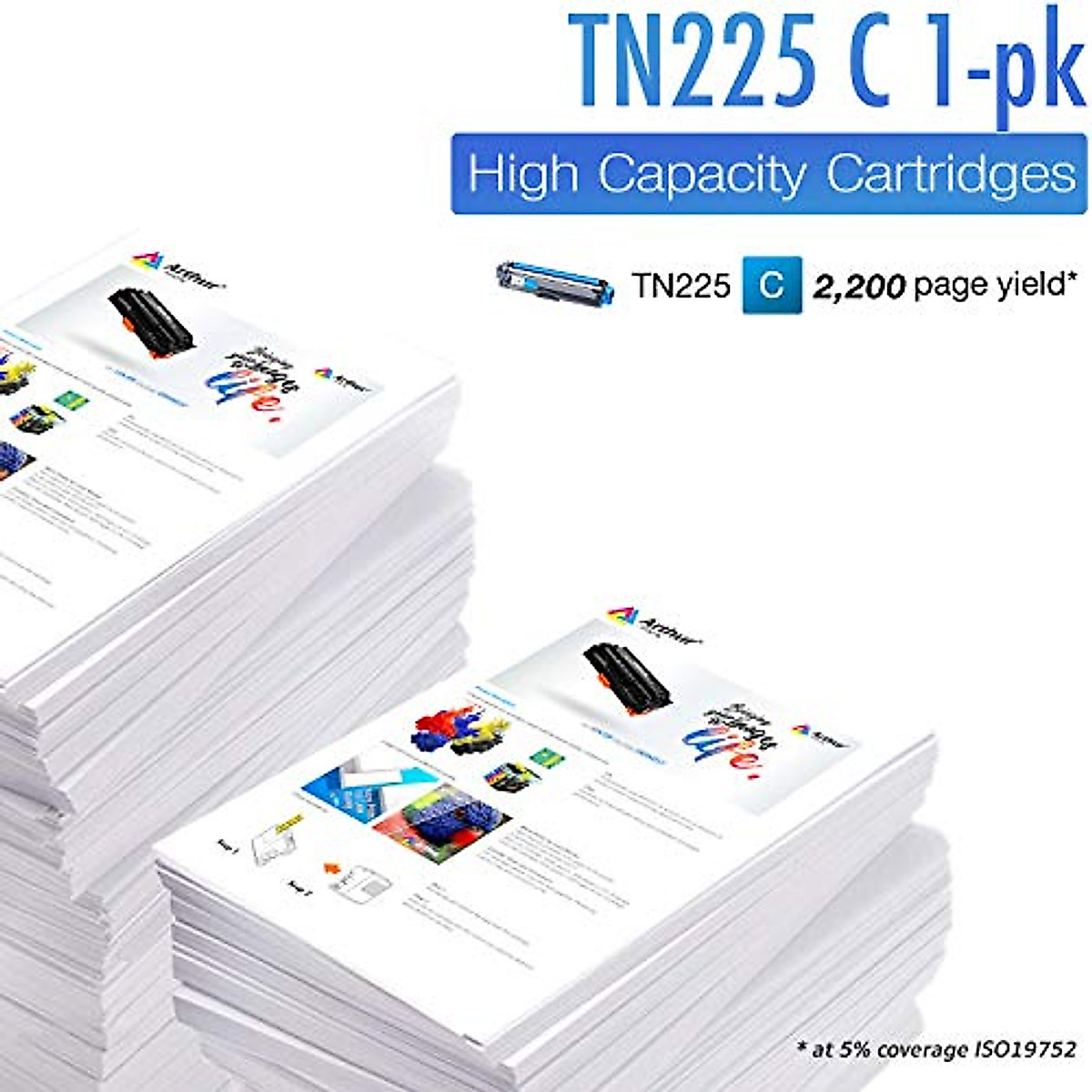 Arthur Imaging Compatible Toner Cartridge Replacement for Brother TN225 (Cyan, 1-Pack)