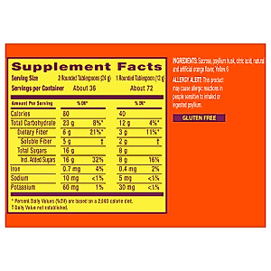 Metamucil Fiber, 4-in-1 Psyllium Fiber Supplement Powder with Real Sugar, Orange Smooth Flavored Drink, 72 Servings (Packaging May Vary), Coarse Texture, 1.9 Pound (Pack of 1)