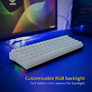 DREVO Calibur V2 TE Cherry MX Blue RGB 60% Wired Mechanical Gaming Keyboard Work for PC/Mac, 71-Key Small Compact US Layout White