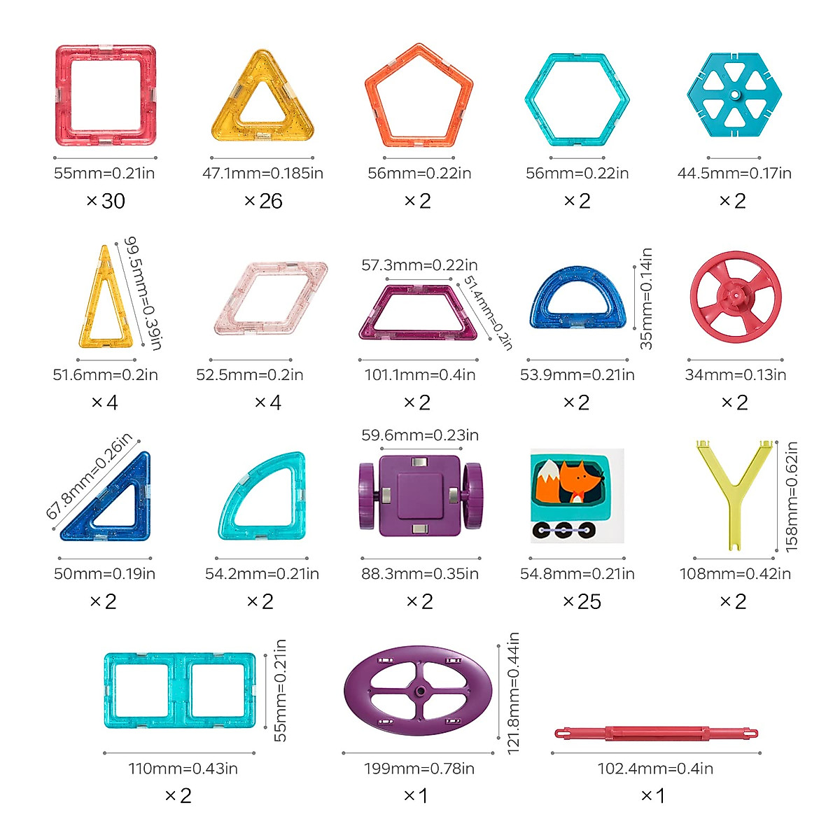 bc babycare 113PCS Magnetic Tile Building Blocks Set for Kids 36M+ with Storage Box，Preschool Educational Magnetic Building Toys Gift Set for Boys and Girls Aged 3+