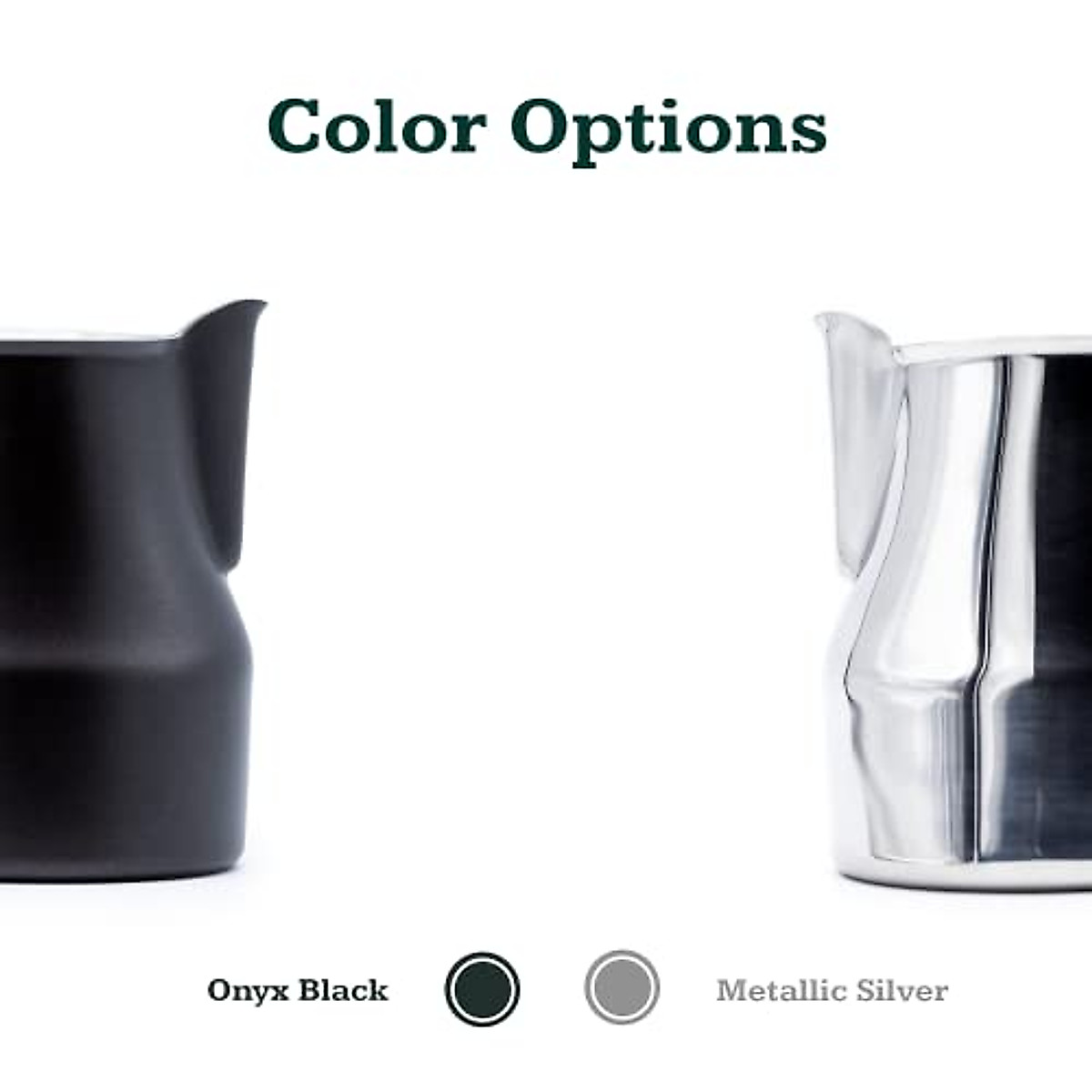 Evergreen Coffee - Precision Latte Art Milk Pitcher | 16oz | Commercial Grade Stainless Steel | Milk Steam Frothing Jug | For Espresso Machines, Breville Espresso Machines (Black)