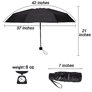 Goothdurs Mini Travel Compact Windproof Umbrella - Small Folding Lightweight Sun & Rain Umbrellas with 95% UV Protection for Women Men