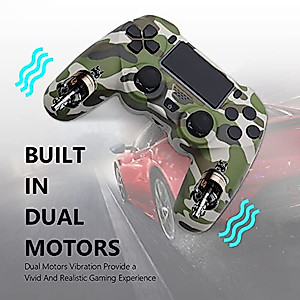 2 Pack Wireless Controller for PS4,YsoKK Wireless Remote Control Compatible with Playstation 4/Slim/Pro,with Double Shock/Audio/Six-axis Motion Sensor(Camouflage Blue+Camouflage Green)