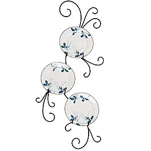 MyGift Wall Mounted Decorative Black Metal Vertical Plate Holder Display Stand, 3 Tier Rack for Large Collectible Plates