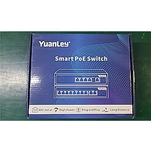 YuanLey 8 Port PoE Switch with 2 Gigabit Uplink, 8 PoE+ Port 100Mbps, 120W 802.3af/at, Extend Function, Metal, Fanless, Unmanaged Plug and Play Network Switch