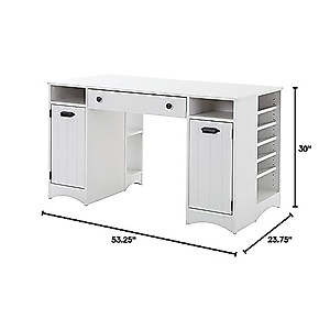 South Shore Artwork Craft Table with Storage, Pure White