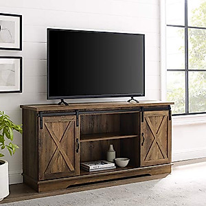 Home Accent Furnishings Tucker 58 Inch Sliding Barn Door Television Stand in Rustic Oak