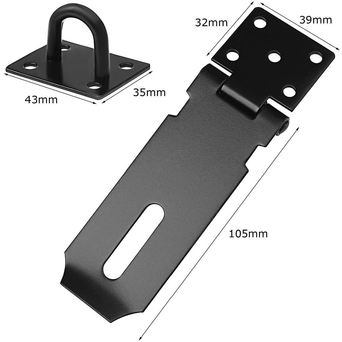 Padlock Hasp 4 Inch Door Hasp Latch Lock Stainless Steel Padlock Clasp Black Hasp Lock Gate Hasp with Fixing Screw for External Doors Window Cabinet Pet Cage